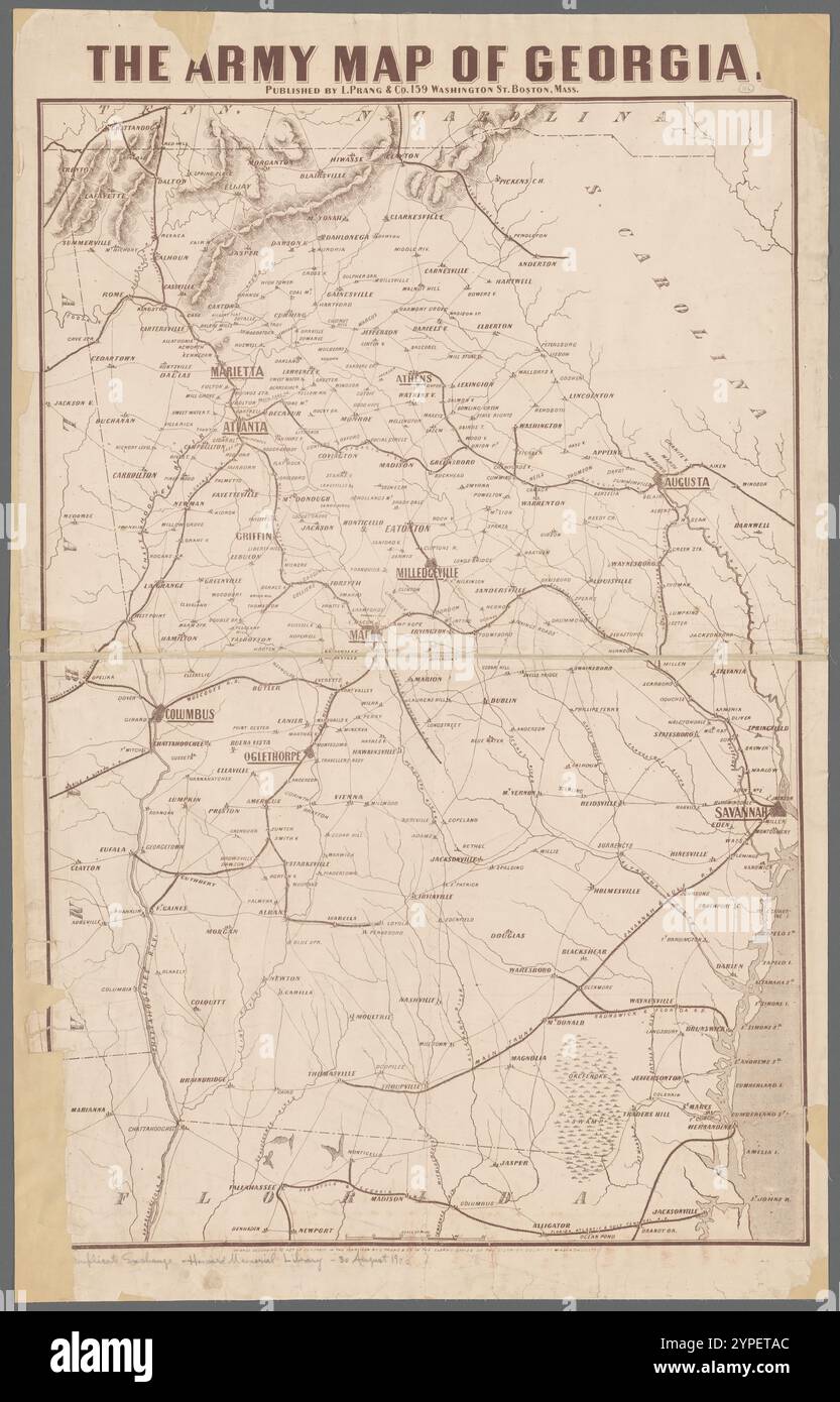 The army map of Georgia 1864 Stock Photo - Alamy
