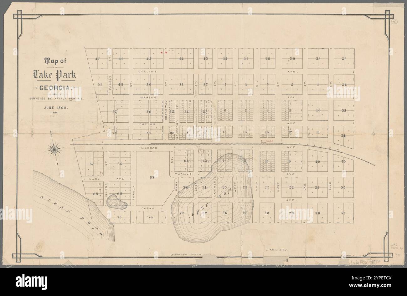 Georgia map 1890 hi-res stock photography and images - Alamy