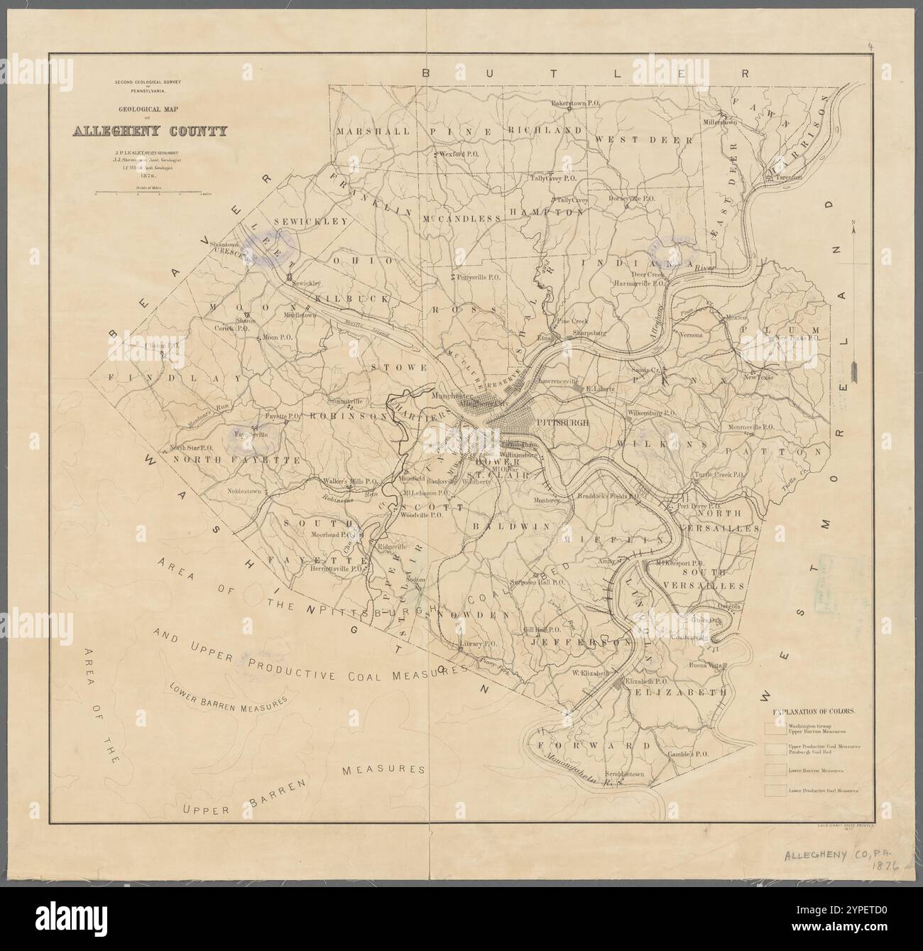 Geological map of Allegheny County 1877 by Lesley, J. P. (J. Peter ...