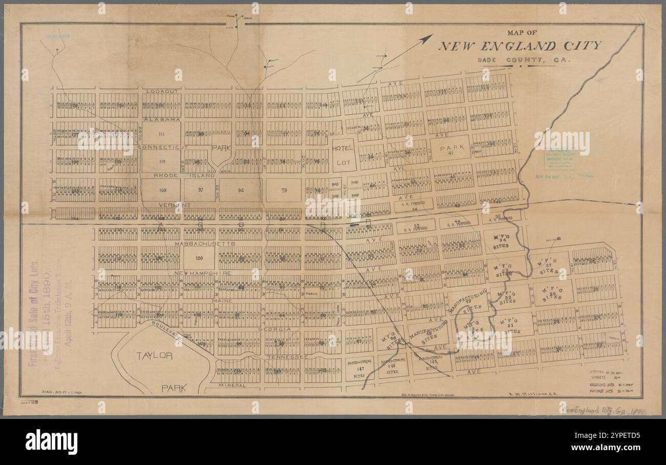 Map of New England City, Dade County, Ga. 1890 by Williams, R. M., C.E ...