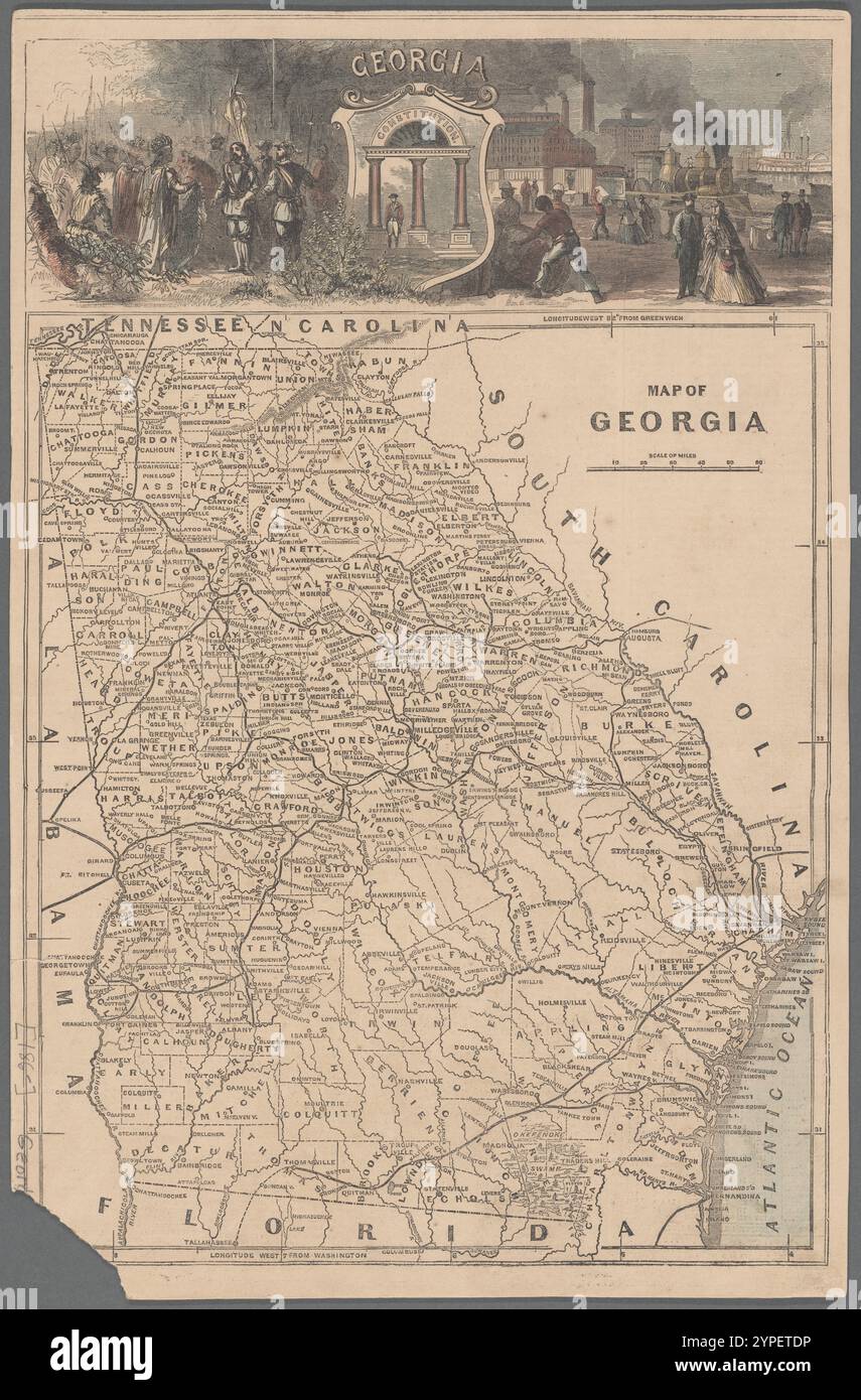 Map of Georgia 1860 - 1869 Stock Photo - Alamy Map of Georgia 1860 - 1869 Stock Photo - Alamy
