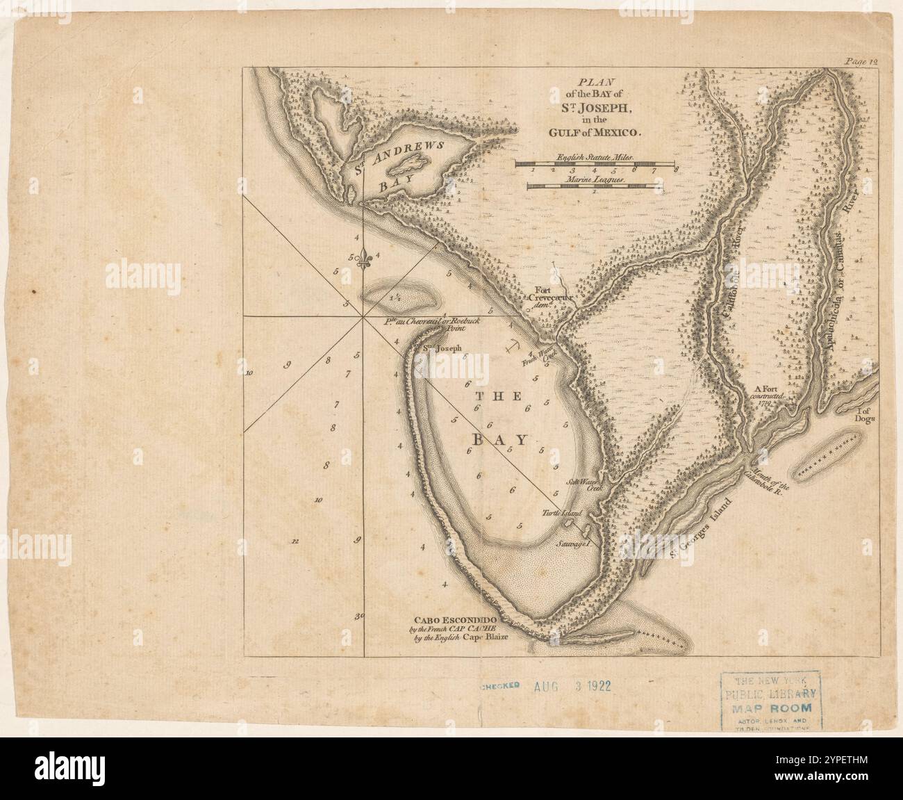Plan of the Bay of St. Joseph in the Gulf of Mexico 1750 Stock Photo ...