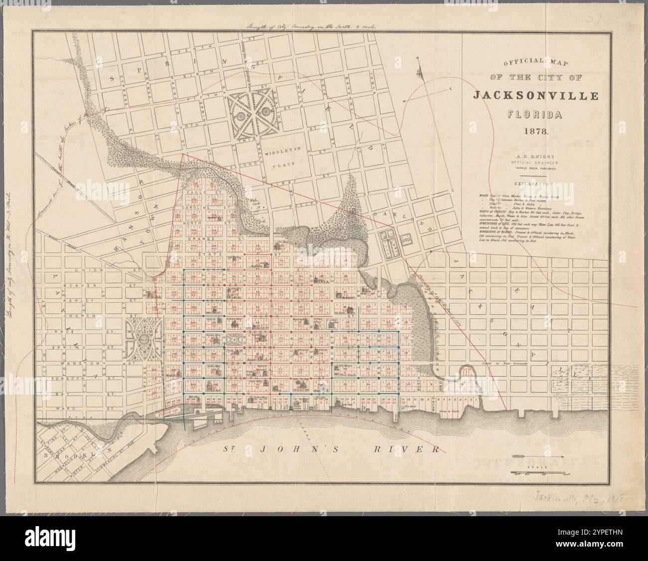 Official map of the city of Jacksonville, Florida, 1878 1878 by Knight ...