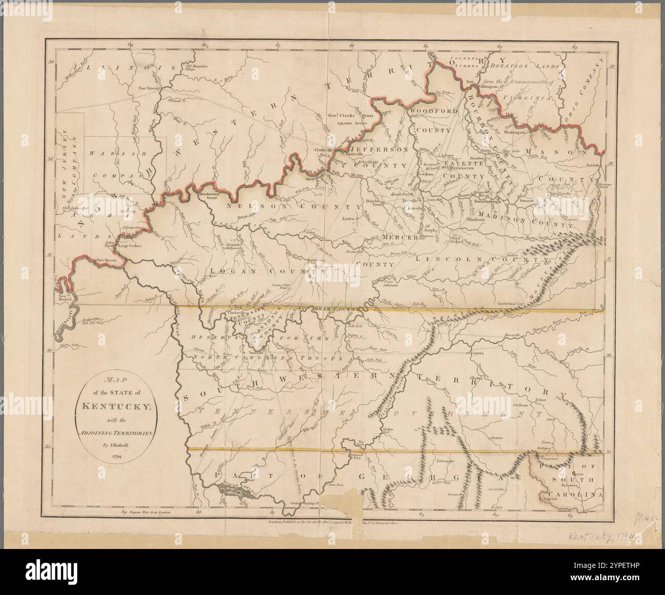 Map of the state of Kentucky : with the adjoining territories 1794 by ...