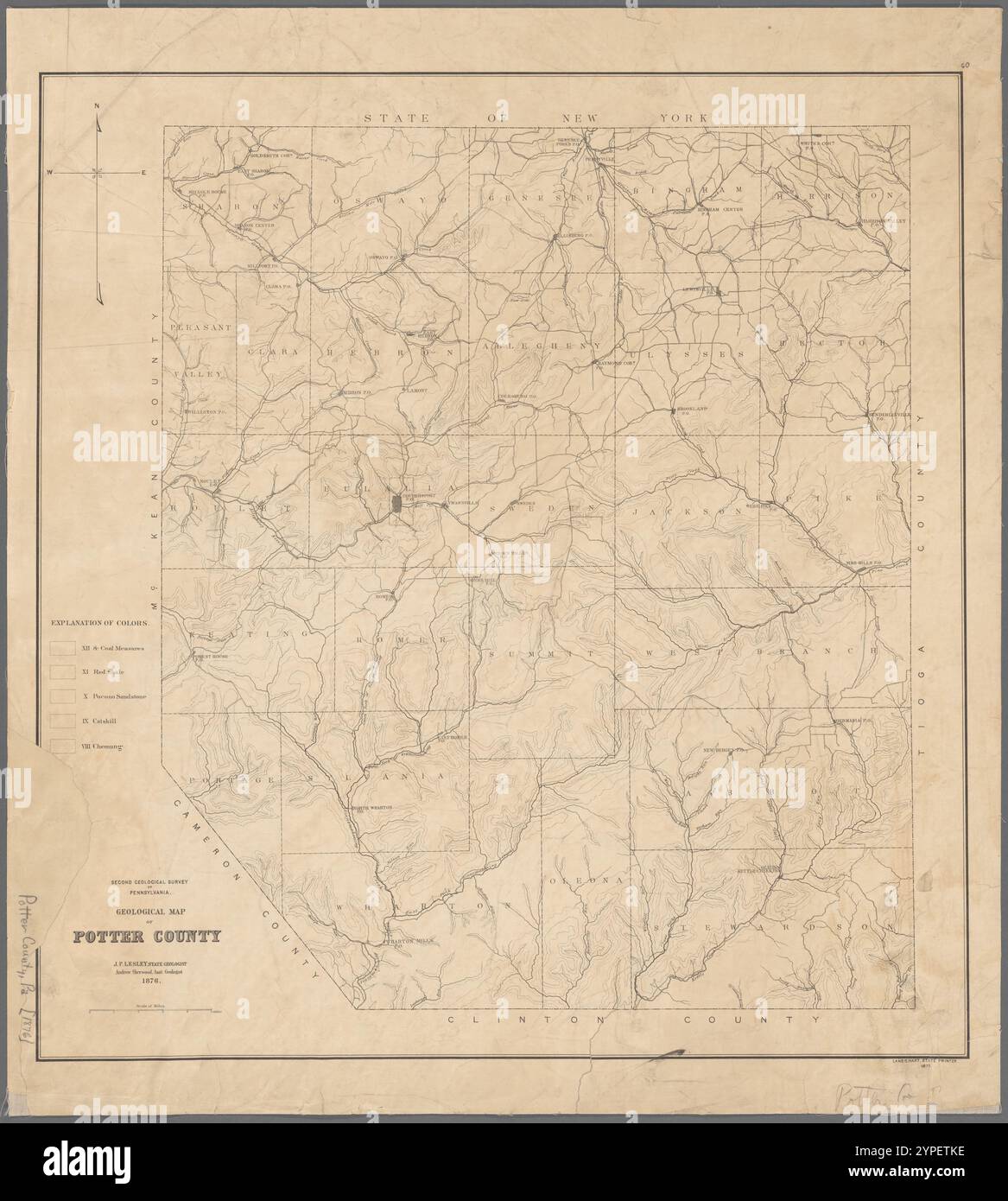 Geological map of Potter County 1877 by Lesley, J. P. (J. Peter), 1819 ...