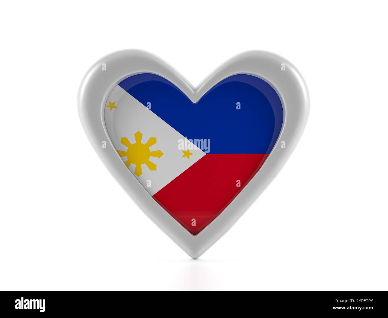 Heart shaped Philippines flag on a white background. 3d illustration ...