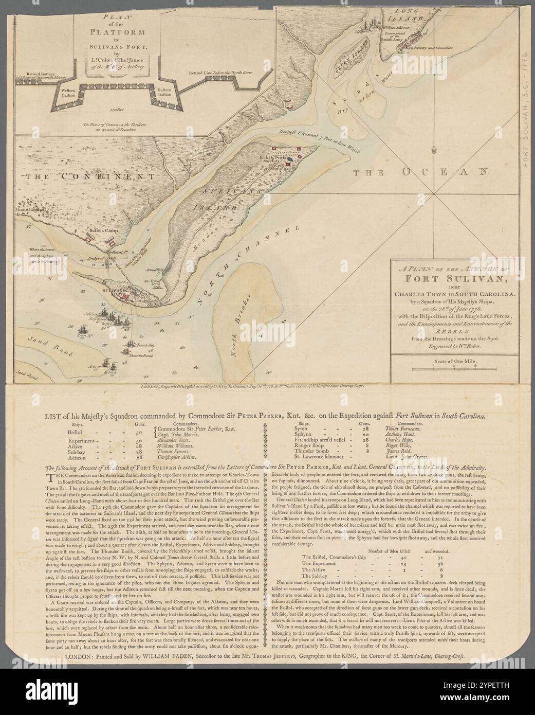A plan of the attack of Fort Sulivan, near Charles Town in South ...