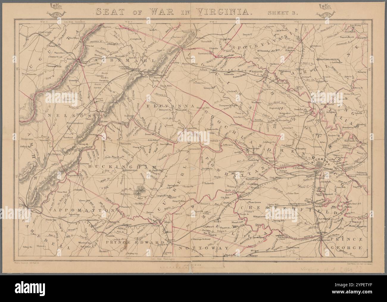 Seat of war in Virginia : sheet 3 1862 Stock Photo - Alamy