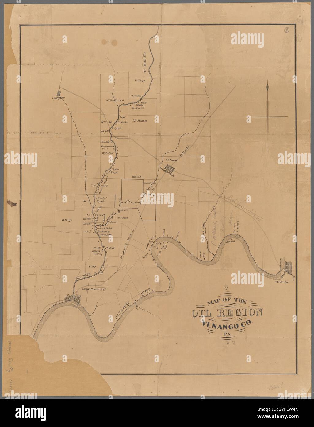 Map of the oil region, Venango Co., Pa. 1864 Stock Photo - Alamy