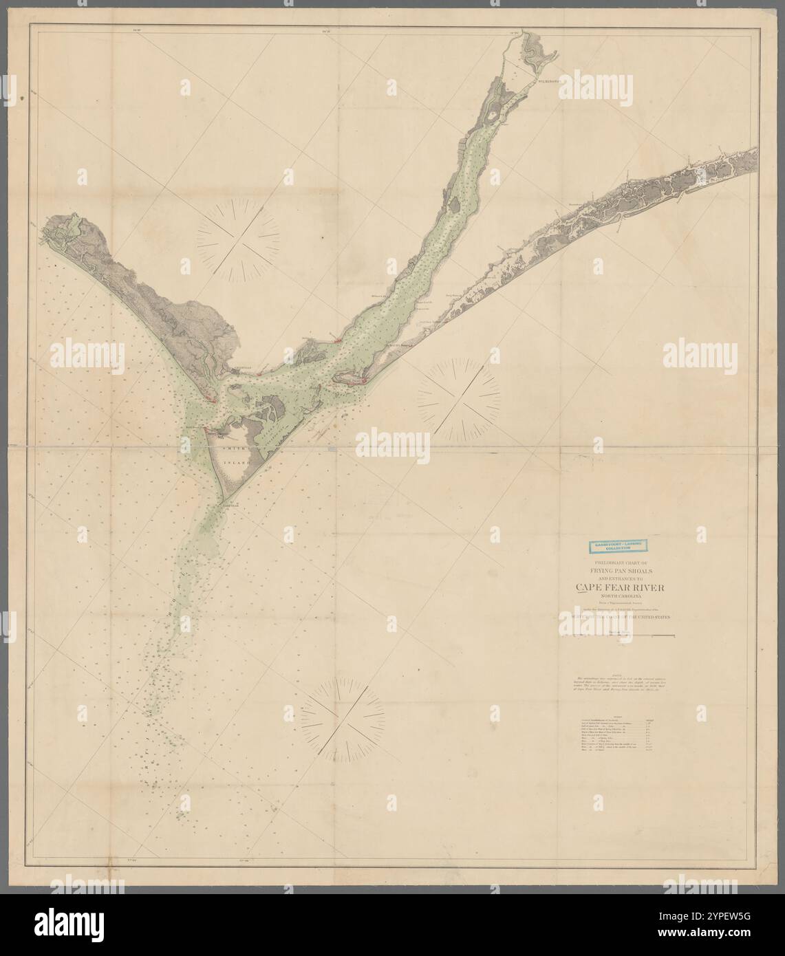 Preliminary chart of Frying Pan Shoals and entrances to Cape Fear River ...