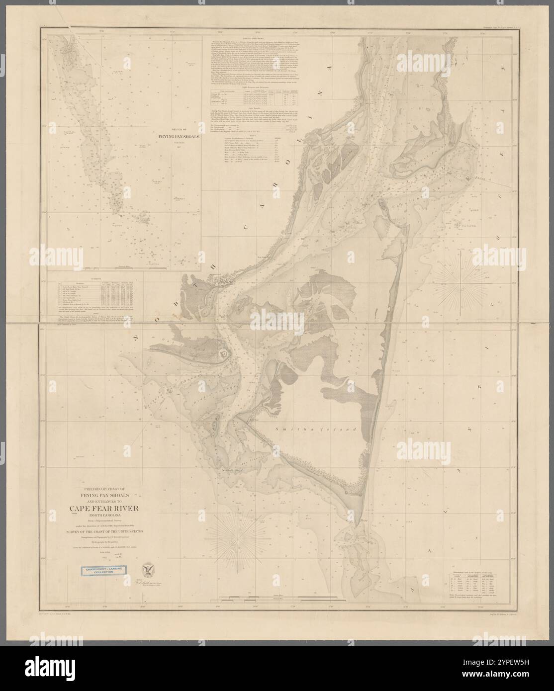 Preliminary chart of Frying Pan Shoals and entrances to Cape Fear River ...