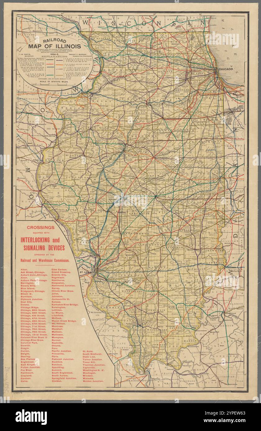 Railroad map of Illinois, 1894-5 1895 by Illinois. Railroad and ...