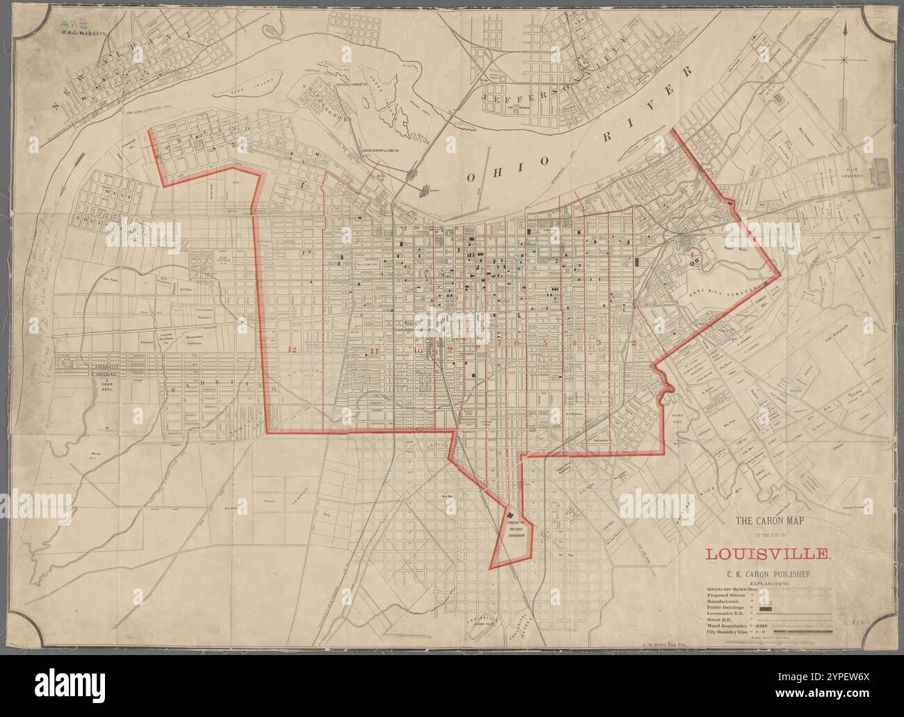 The Caron map of the city of Louisville 1880 by Folger, L. B. (Lewis B ...