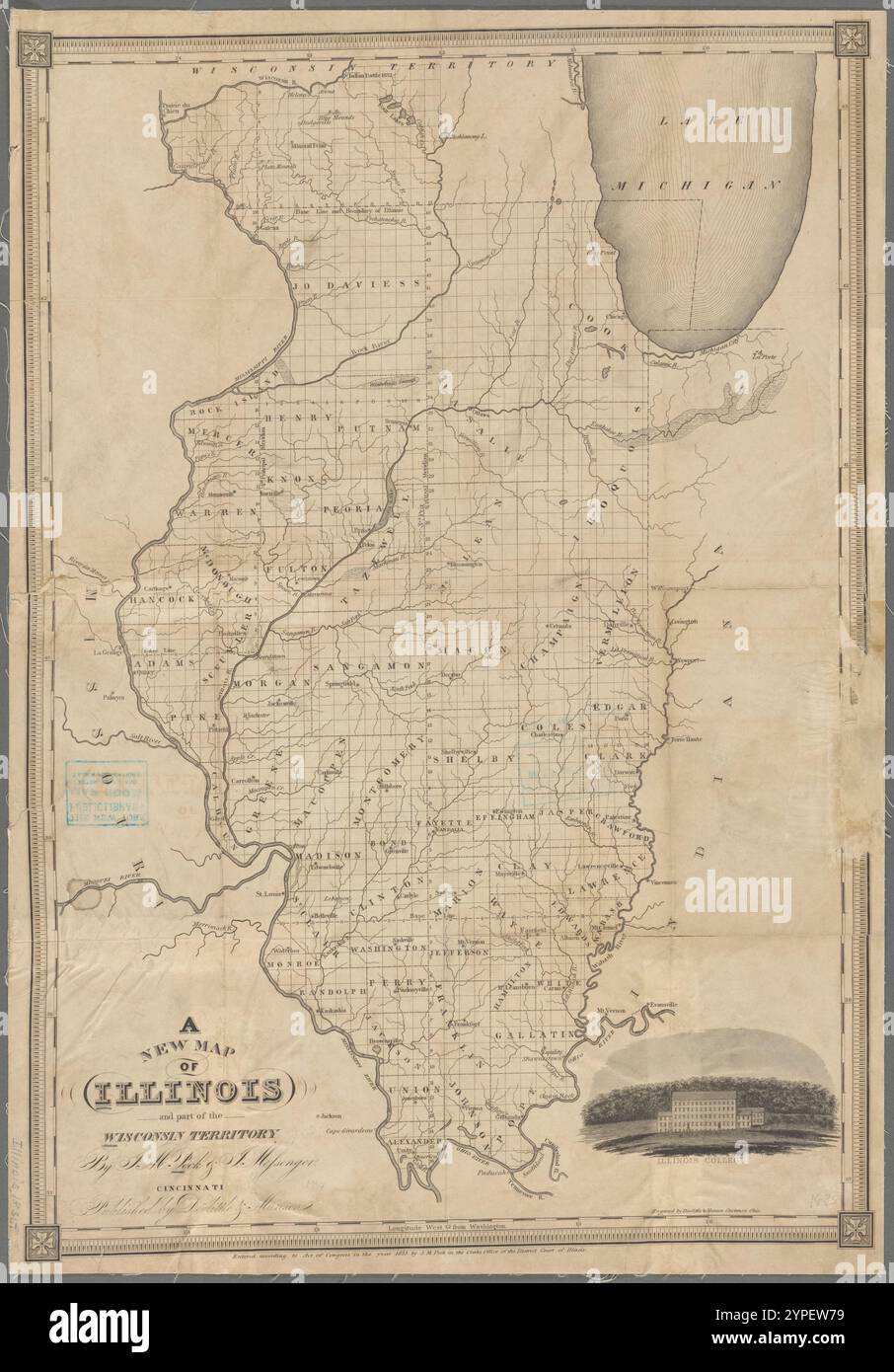 A new map of Illinois and part of the Wisconsin Territory 1835 by Peck ...