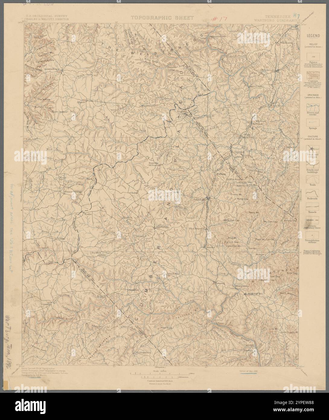 Tennessee Wartburg quadrangle : topographic sheet 1896-03 by Walcott ... Tennessee Wartburg quadrangle : topographic sheet 1896-03 by Walcott ...