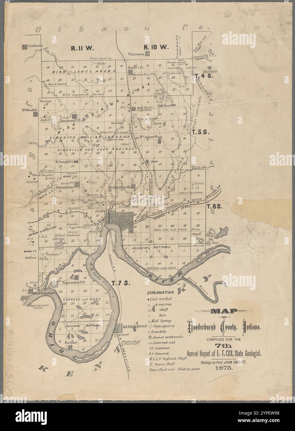 Map of Vanderburgh County, Indiana 1876 by Collett, John, 1828-1899 ...