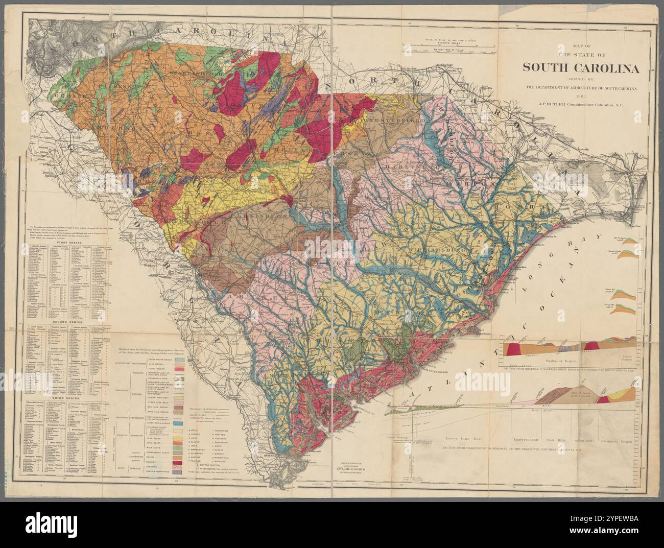 Map of the state of South Carolina 1883 by G.W. & C.B. Colton & Co ...