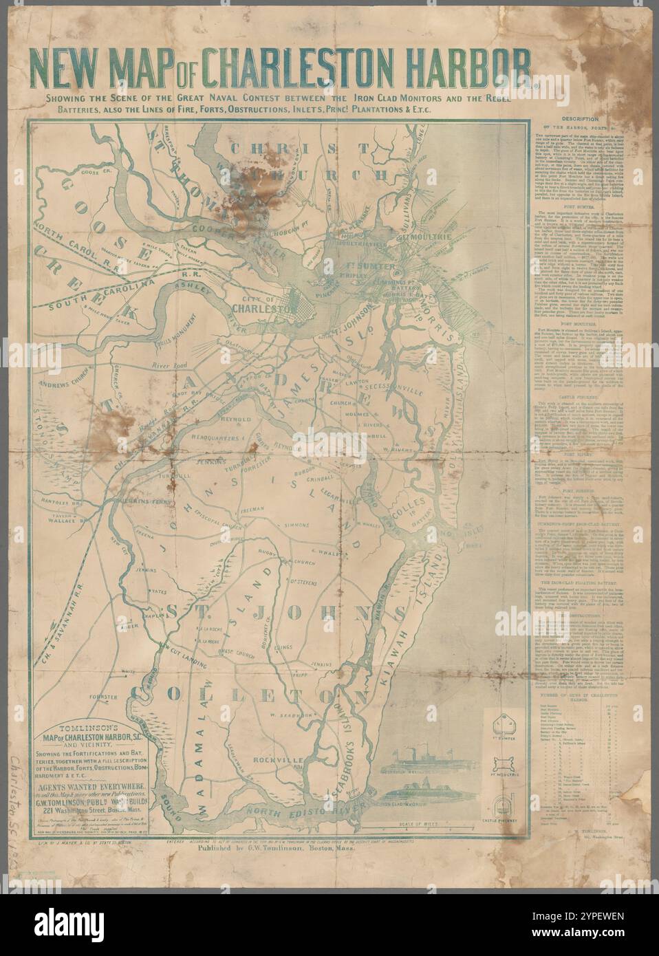 New map of Charleston Harbor: showing the scene of the great naval ...