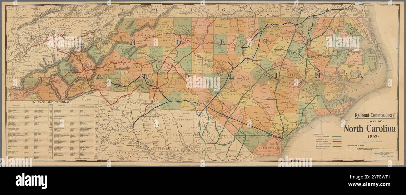 Railroad Commissioners' map of North Carolina, 1897 1897 by Brown ...