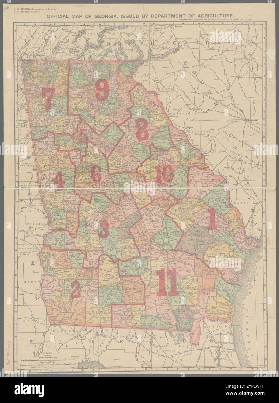Official map of Georgia 1896 by Rand McNally and Company Stock Photo ...