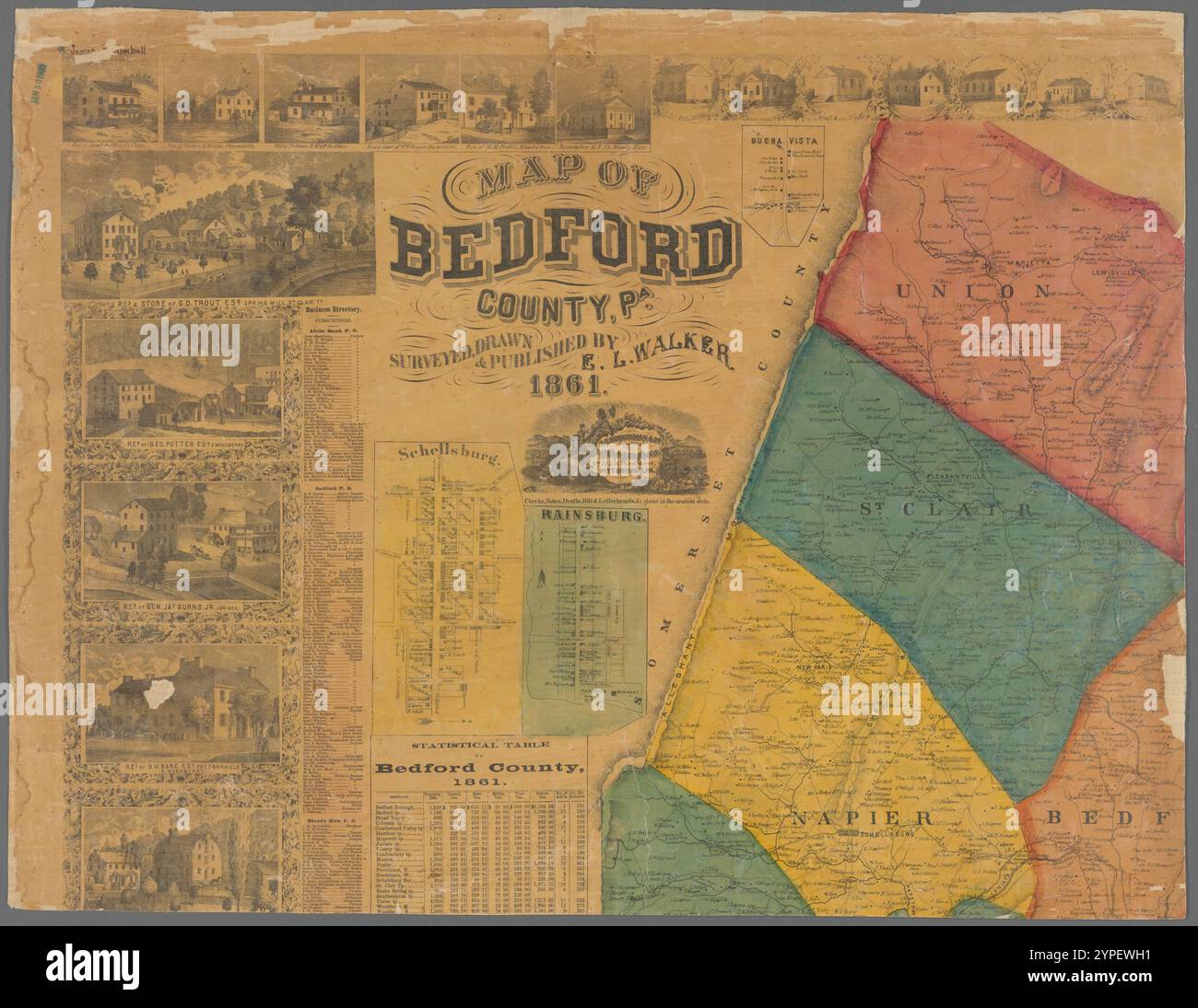 Bedford county map hi-res stock photography and images - Alamy