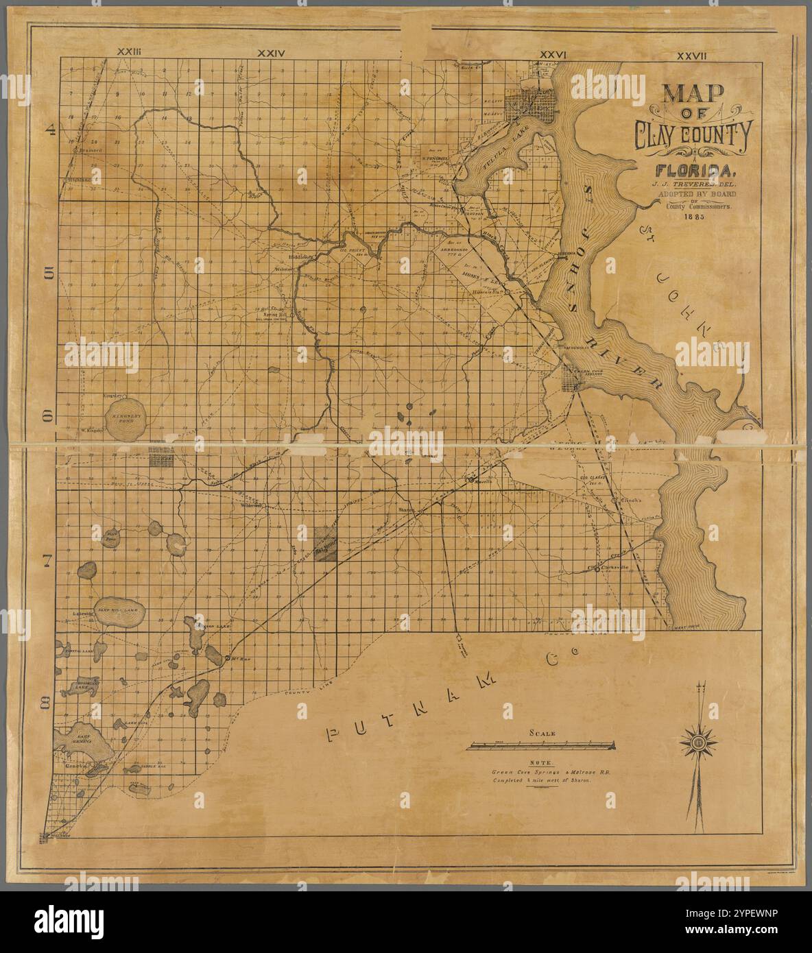 Map of Clay County, Florida 1885 Stock Photo - Alamy