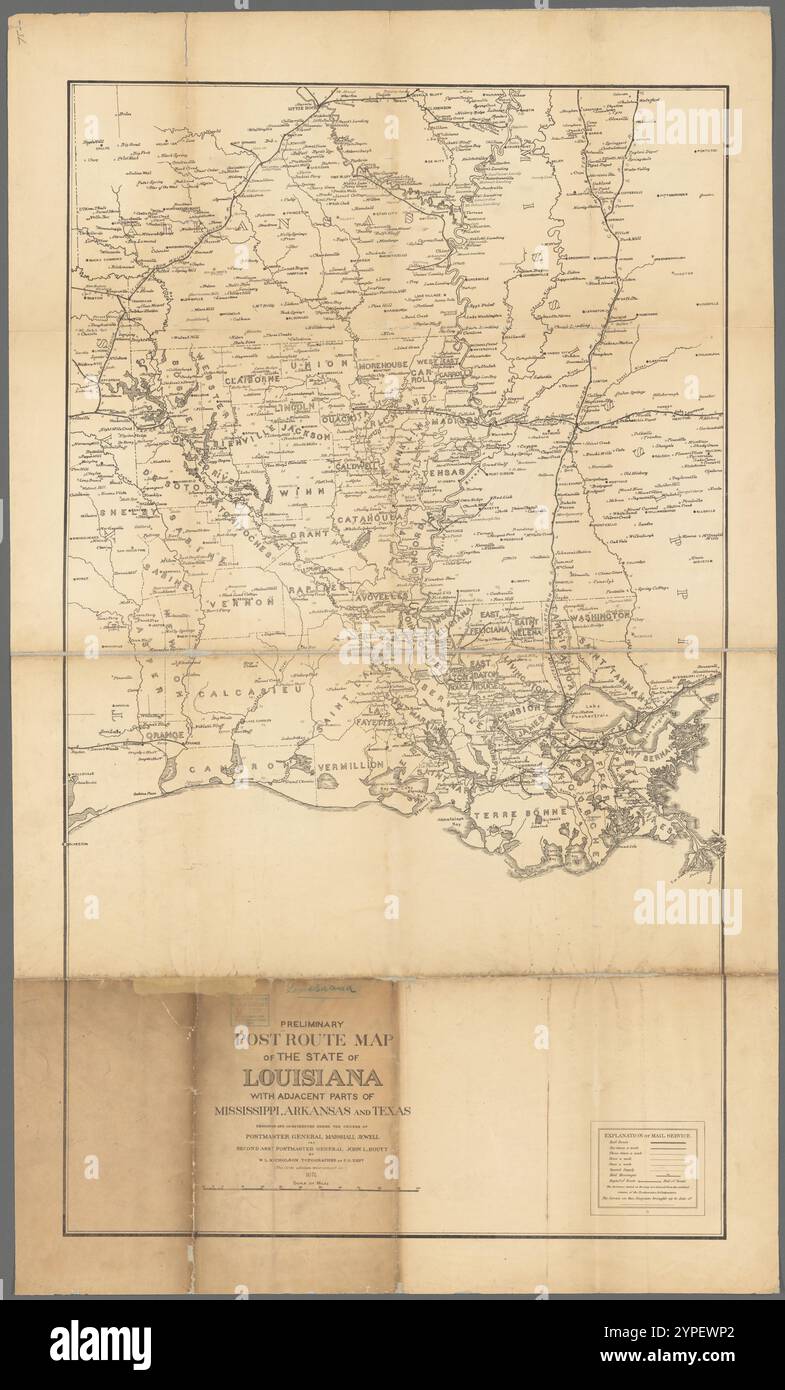 Preliminary post route map of the state of Louisiana : with adjacent ...