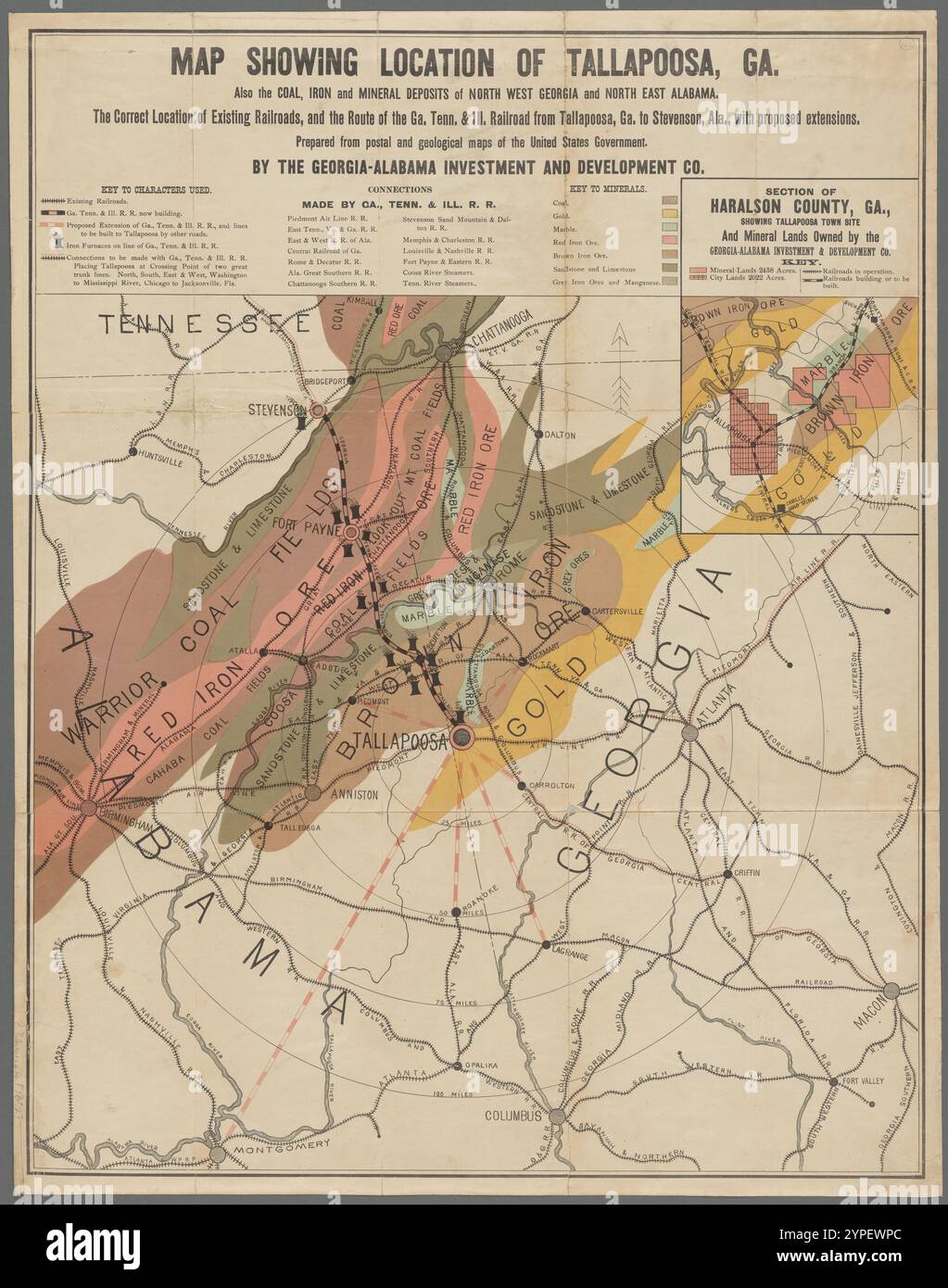 Map showing location of Tallapoosa, Ga. : also the coal, iron and ...