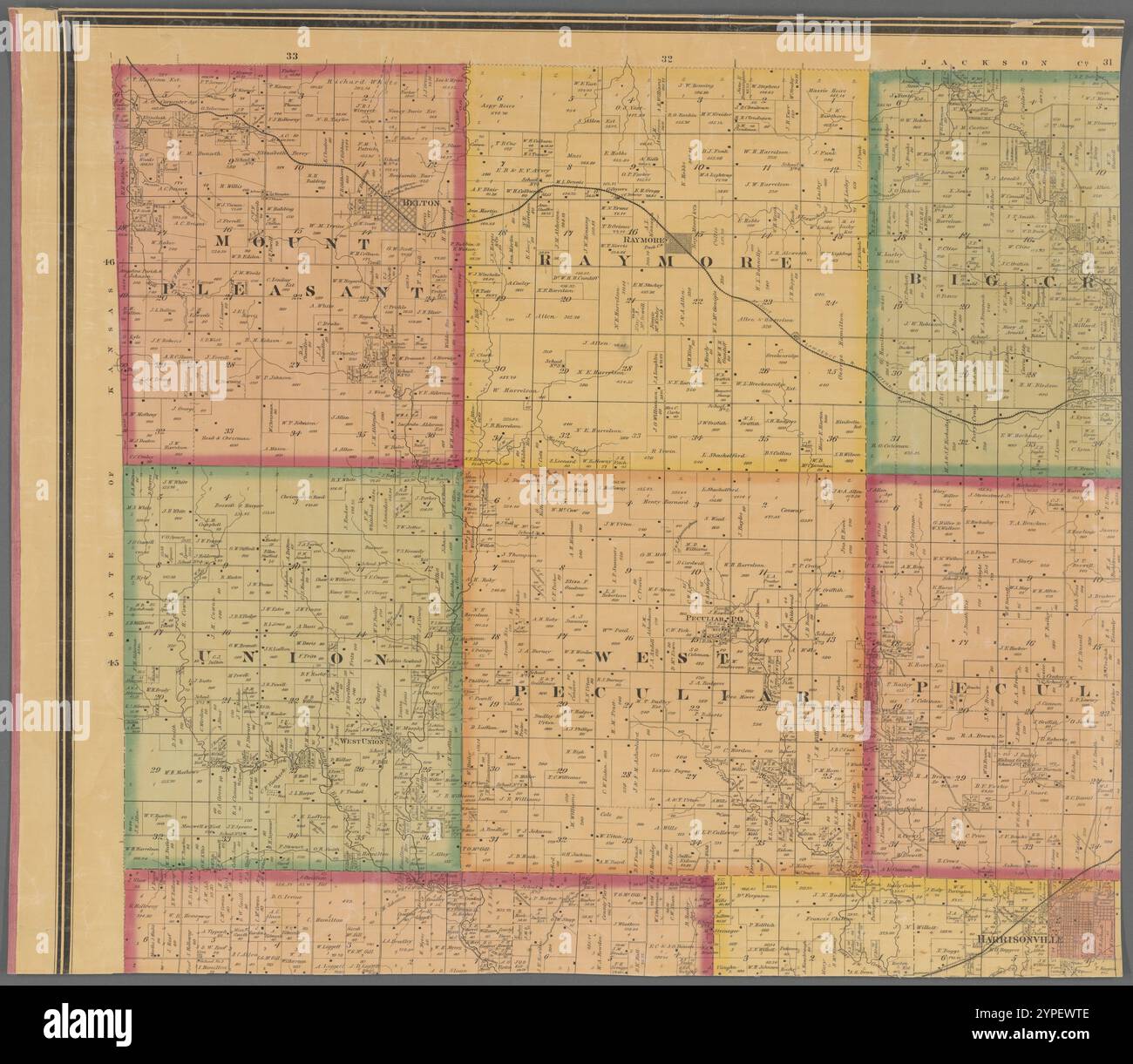 Map of Cass County, Missouri 1877 by Worley & Bracher Stock Photo - Alamy
