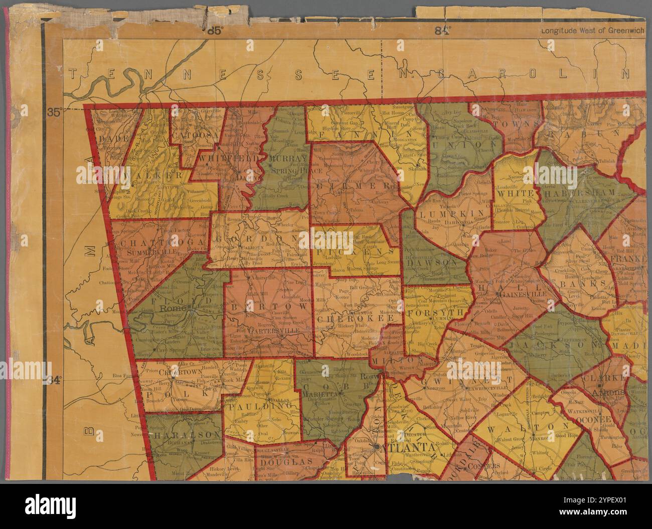 Watson and Adams new topographical, county & railroad map of Georgia ...