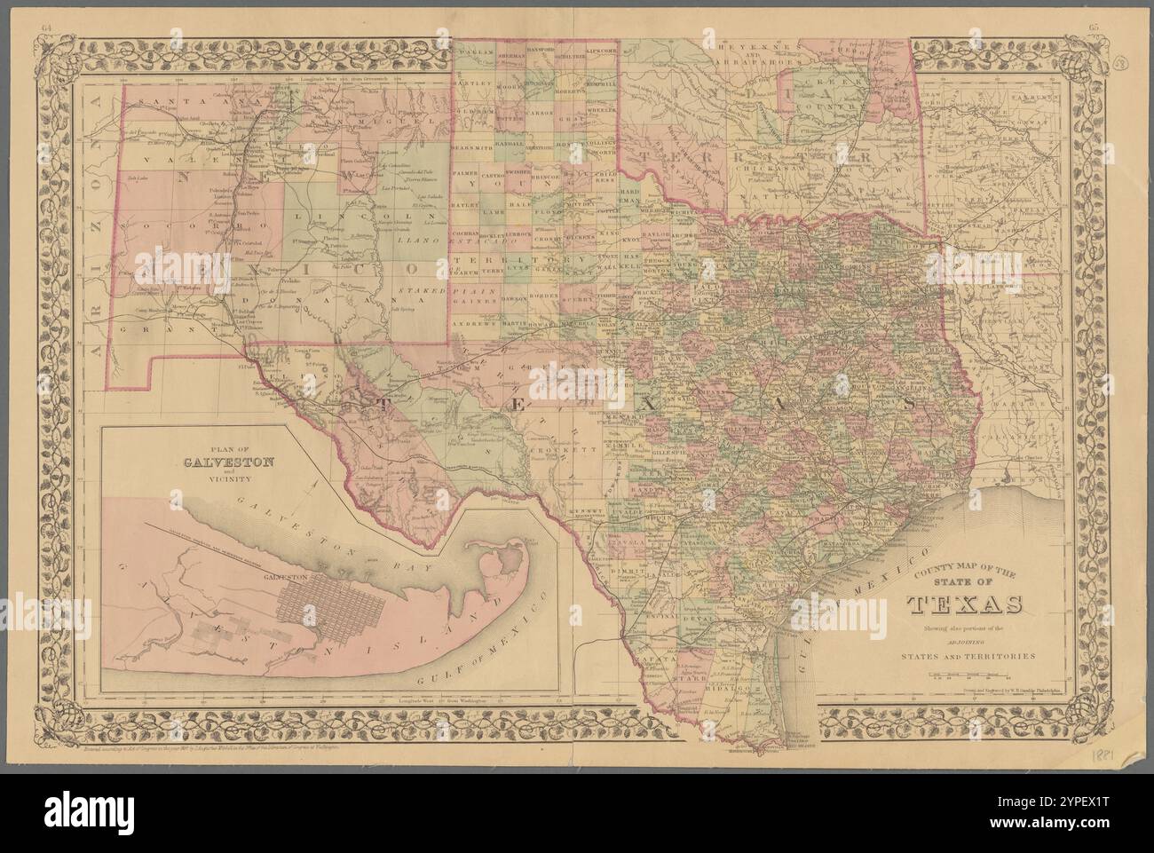 County map of the state of Texas: showing also portions of the ...