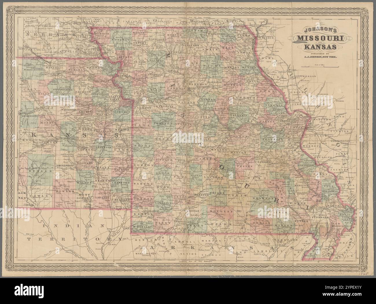 Johnson's Missouri and Kansas 1865 Stock Photo - Alamy