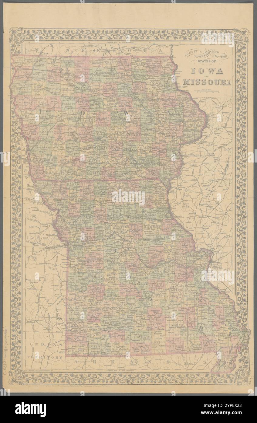 County & township map of the states of Iowa and Missouri 1880 - 1889 ...