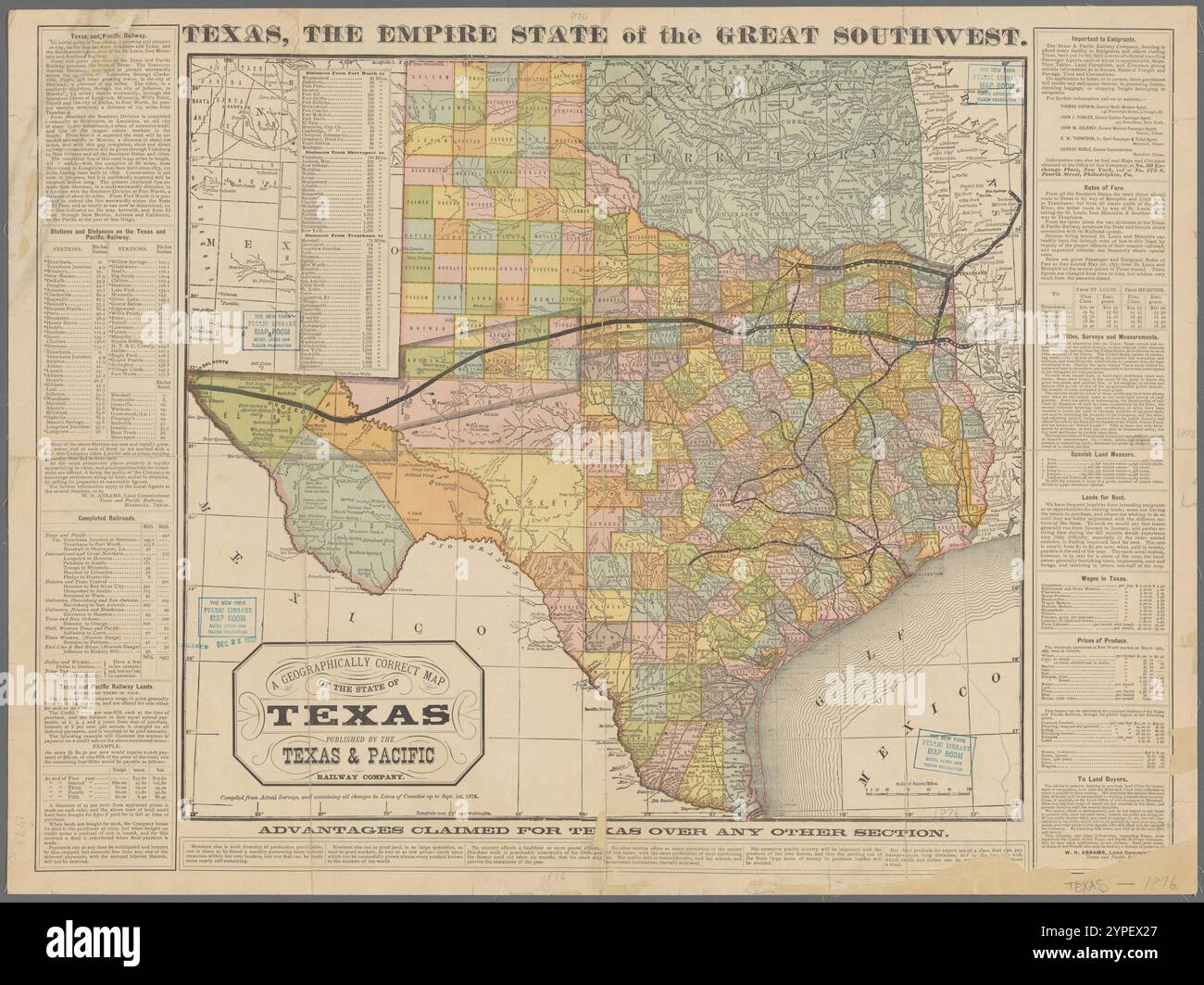 A geographically correct map of the state of Texas 1876 Stock Photo - Alamy