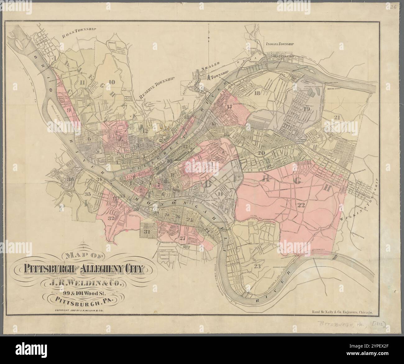 Map of Pittsburgh and Allegheny City 1882 by Rand McNally and Company ...