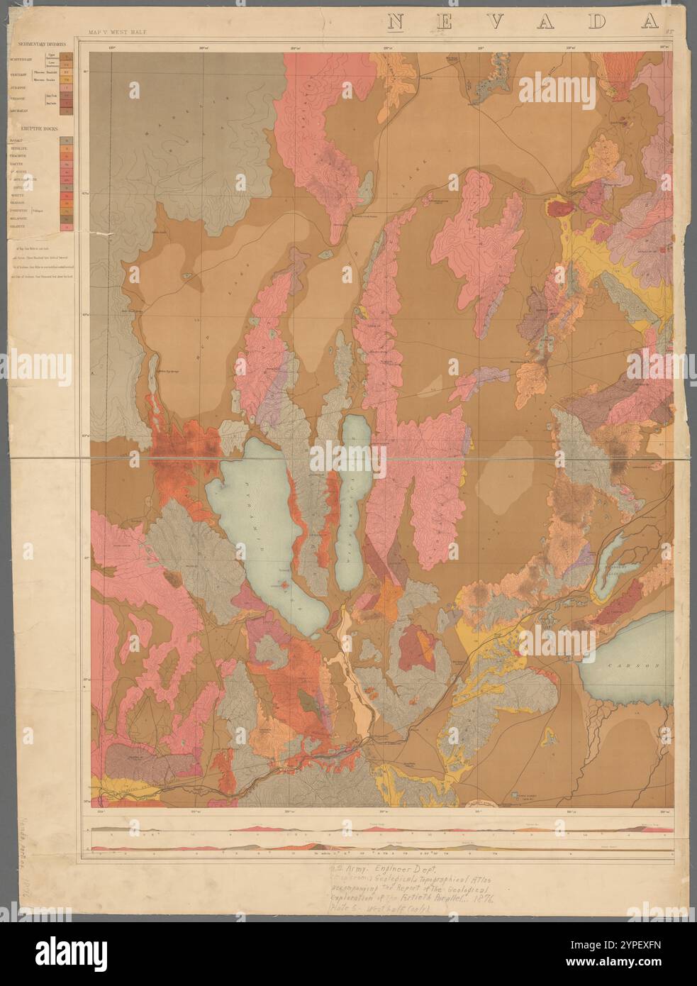 Nevada [Basin]: [shaded relief base map] 1876 by United States. War ...