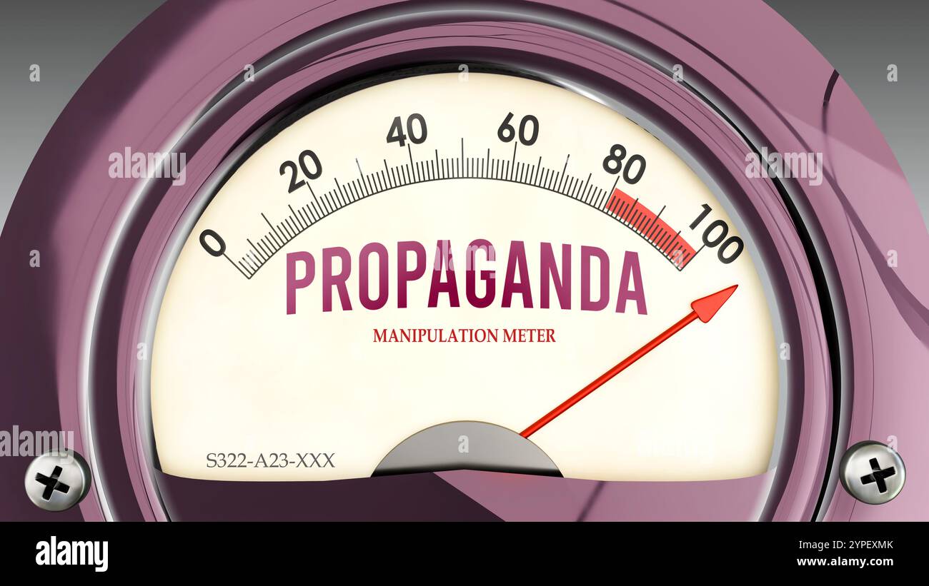 Propaganda and Manipulation Meter that is hitting a full scale, showing ...