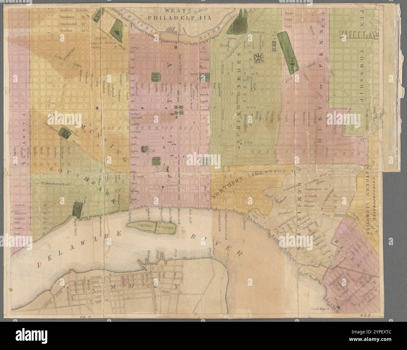 Map of Philadelphia 1853 Stock Photo - Alamy