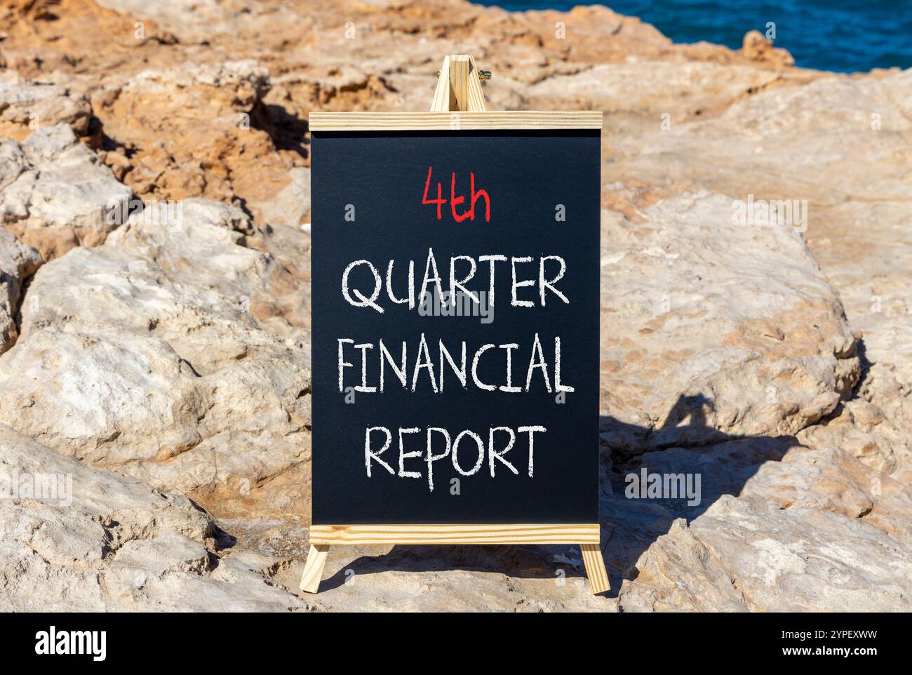 4th quarter financial report symbol. Concept words 4th quarter ...
