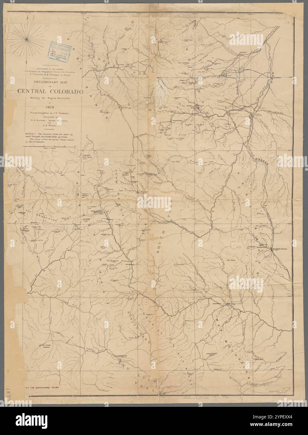 Preliminary map of Central Colorado : showing the region surveyed in ...