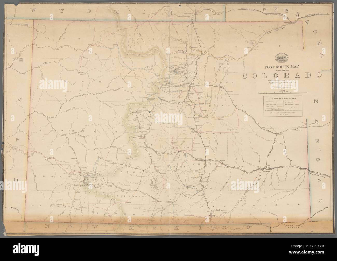 Post route map of the state of Colorado 1879 by Nicholson, W. L Stock ...