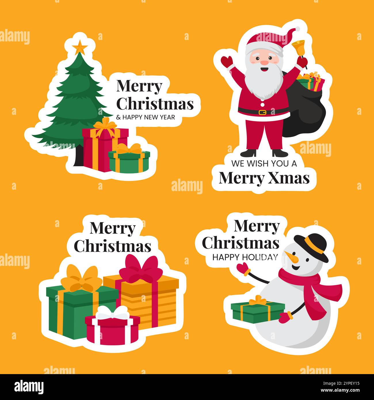 Festive Christmas Social Media Label Cartoon Hand-Drawn Templates ...