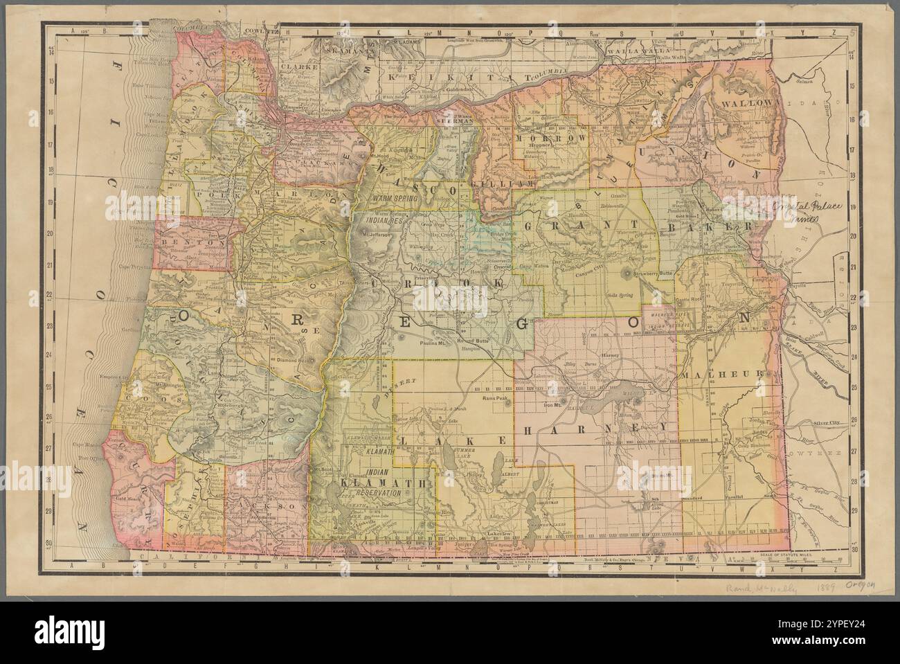 Oregon 1889 by Rand McNally and Company Stock Photo - Alamy