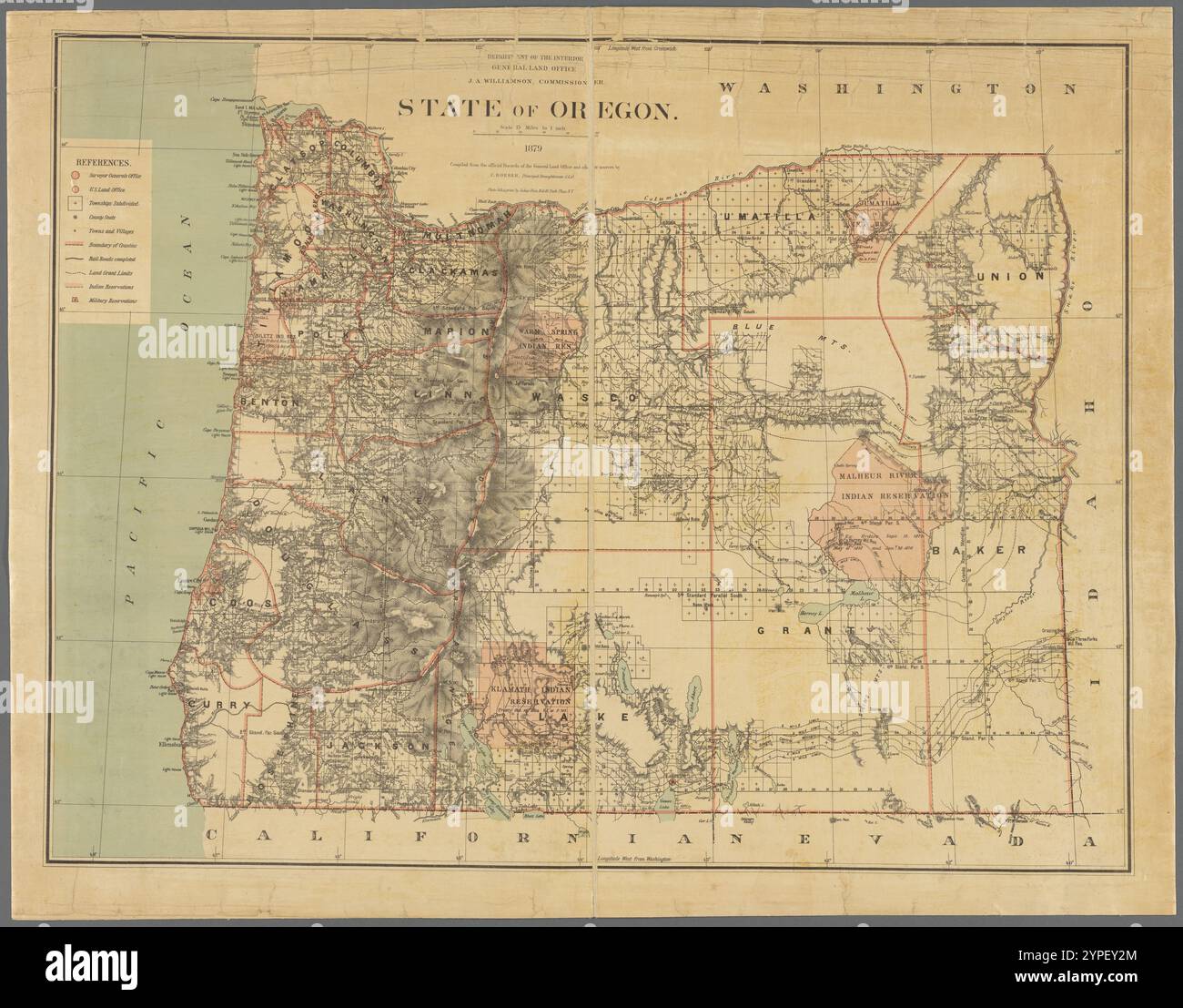 1879 oregon map hi-res stock photography and images - Alamy