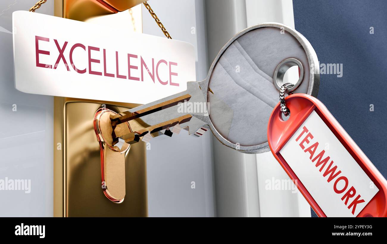 Teamwork leads to Excellence - it's a key to unlock excellence. A door ...