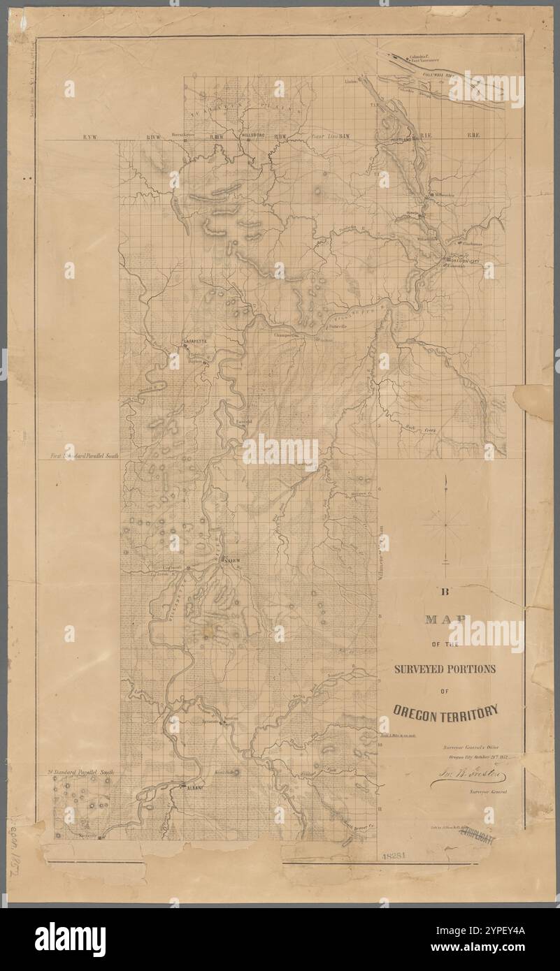 Map of the surveyed portions of Oregon Territory 1852 by Preston, Jno ...
