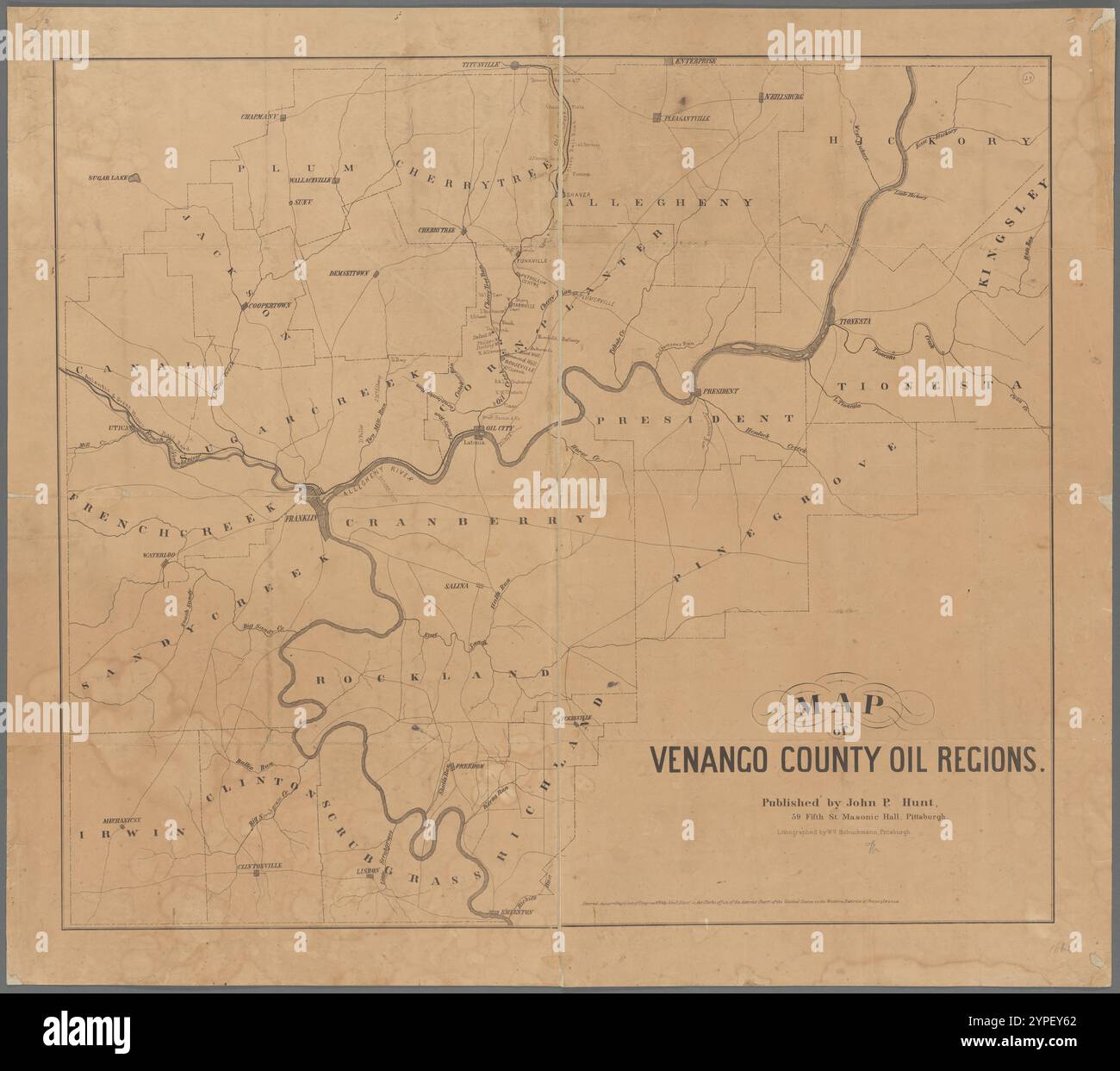 Map of Venango County oil regions 1864 by Hunt, J. P. (John P Stock ...