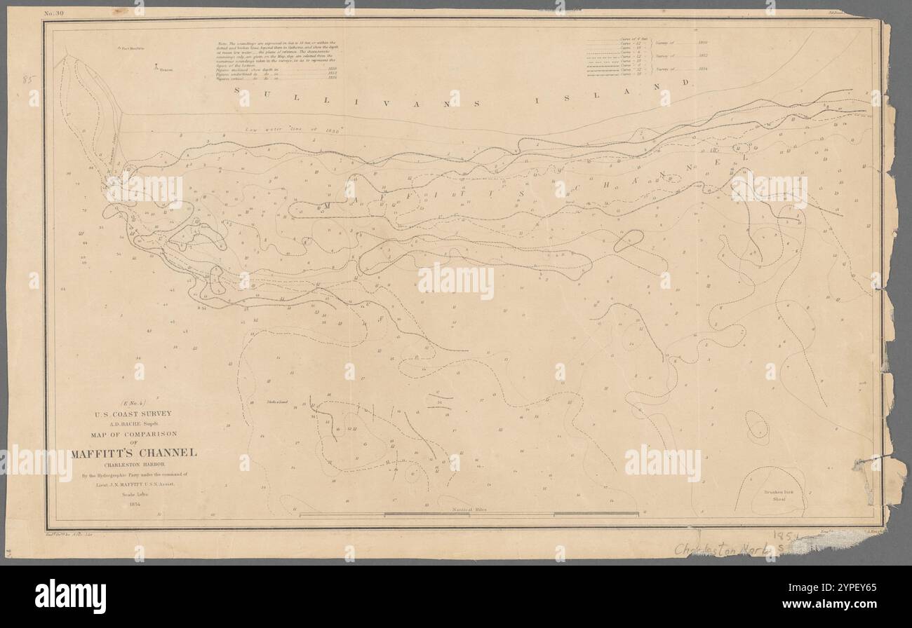 Map of comparison of Maffitt's Channel, Charleston harbor 1854 by Bache ...