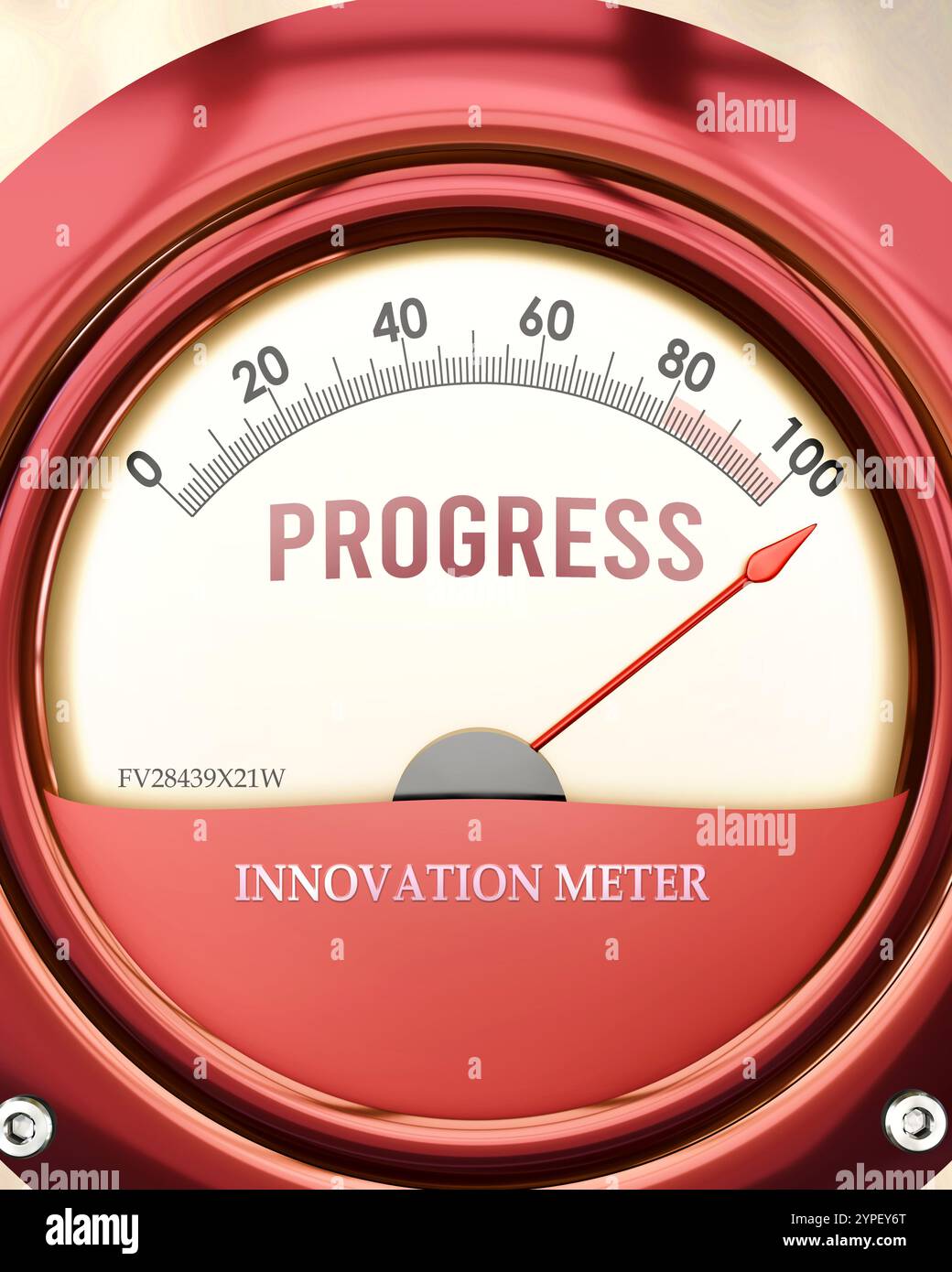 Innovation and progress meter that is hitting a full scale hi-res stock ...