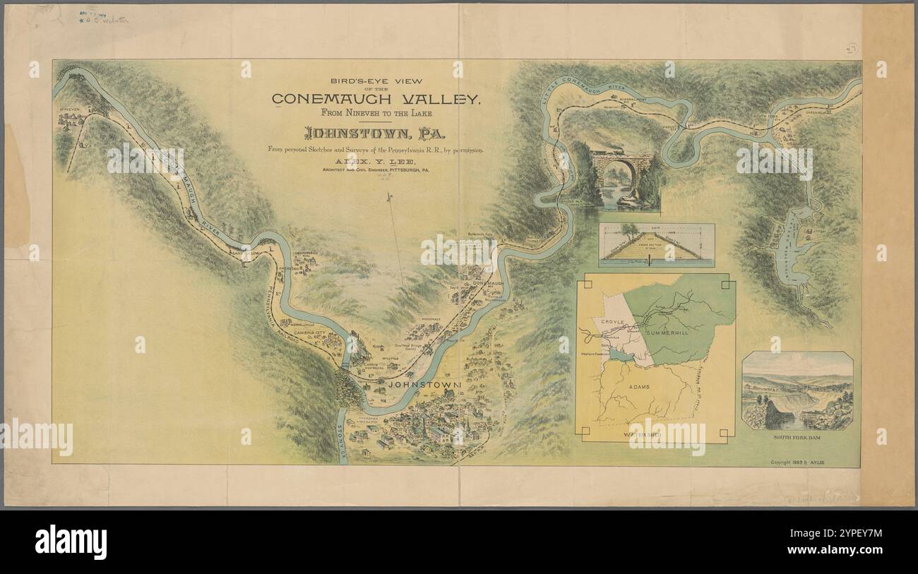 Bird's-eye view of the Conemaugh Valley from Nineveh to the lake ...